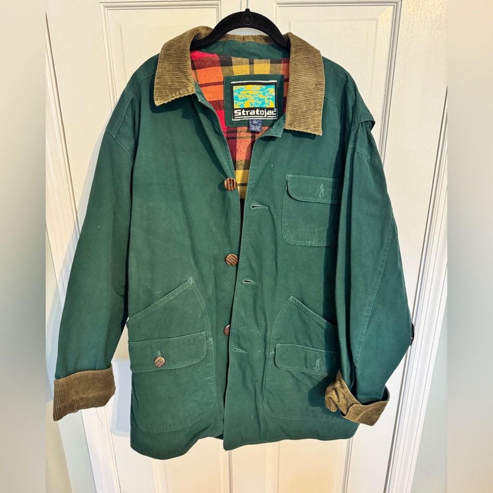 Vintage Green Barn/Chore Jacket With Brown Corduroy A… - Gem